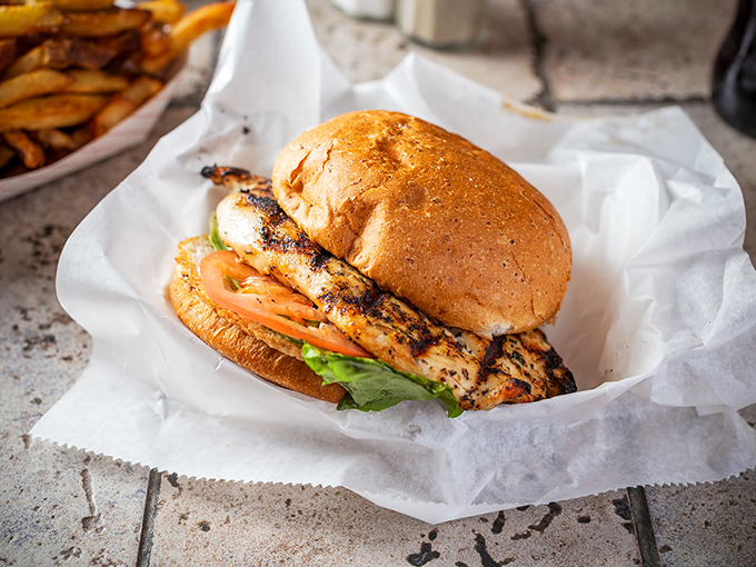Who said chicken can't be exciting? This sandwich looks ready to spread its wings and fly... right into my mouth.