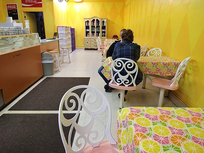 Ice cream social, anyone? Vicky's cozy interior is the perfect spot for catching up with friends or making new ones over a scoop or two.