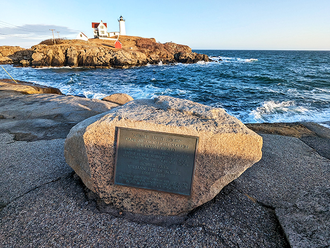 History set in stone! This marker tells tales of seafaring days gone by, when lighthouses were the GPS of their time.