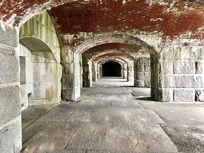 Corridors of curiosity await! Fort Popham's interior invites intrepid explorers to channel their inner Indiana Jones&mdash;fedora optional, sense of wonder mandatory.