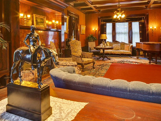 Living room or museum? Why not both! That statue's giving some serious "Night at the Museum" energy.