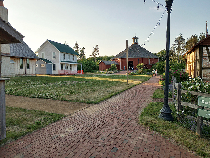 Stroll down memory lane on this charming brick path. It's like a yellow brick road, but with more cheese at the end.