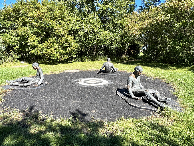 "Yoga class or art installation?" These figures strike a pose that would make any yogi proud, reminding us to find balance in life.