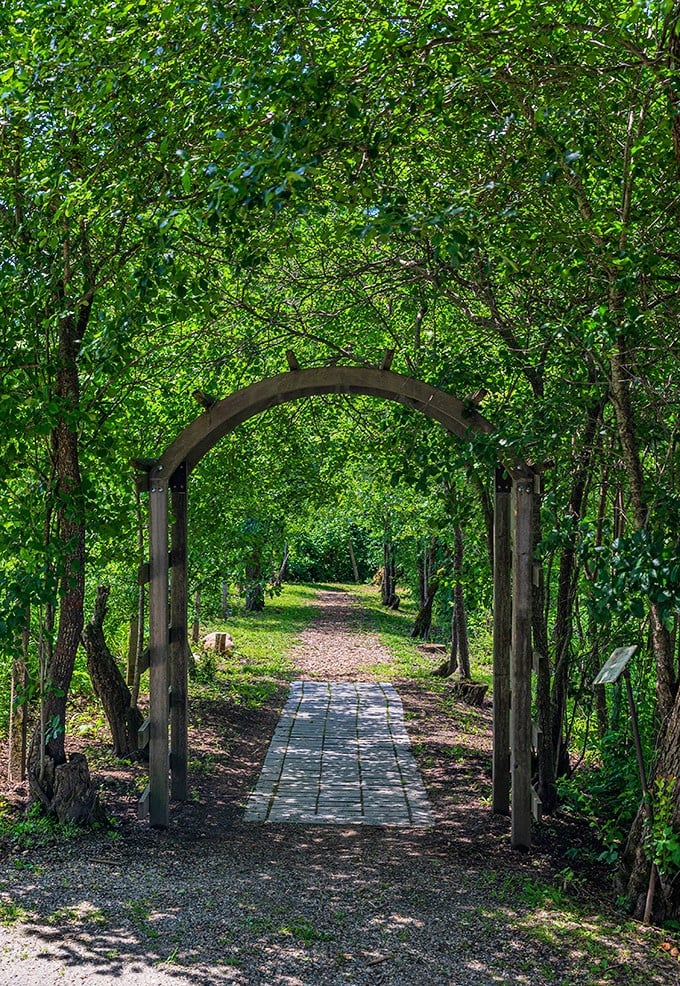 Into the woods we go! This archway promises adventure, or at least a lovely stroll without the worry of bears or poison ivy.