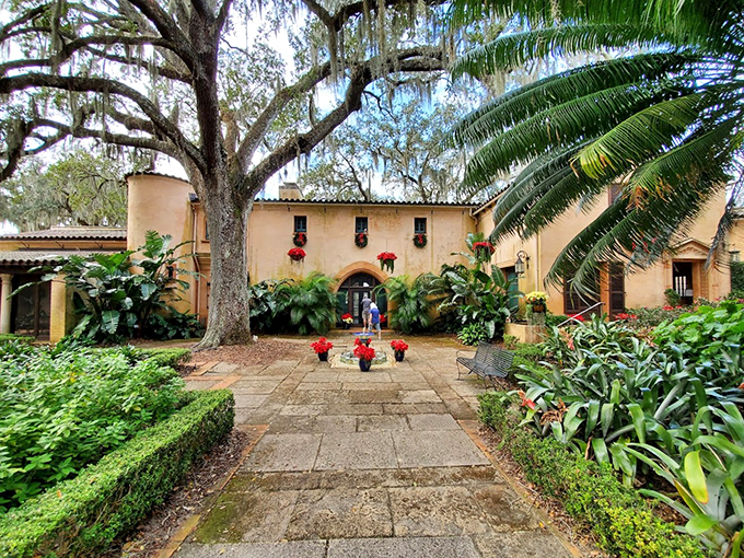 Tower of flower power! This architectural marvel is like a medieval castle that decided to go full Florida.