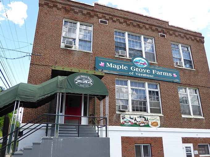 Maple Grove Farms: Where brick buildings house liquid gold. It's like Fort Knox, but with better pancake toppings.