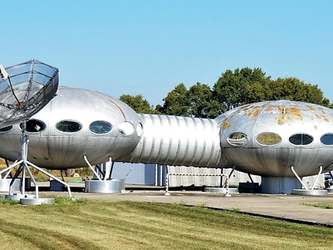 "E.T., phone home... or maybe just settle down in Ohio? This UFO decided to make a permanent landing!"