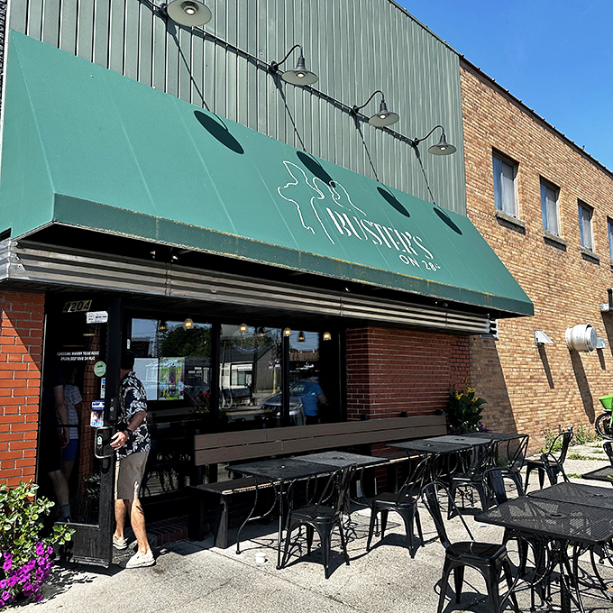 Cozy vibes and comfort food! Buster's facade is like the cover of your favorite cookbook - promising good things inside.