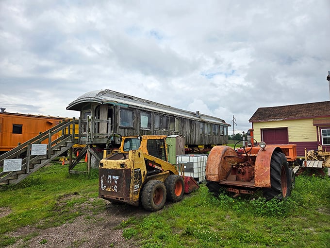 This weathered passenger car has seen better days, but its ghostly occupants don't seem to mind. At night, visitors report seeing shadowy figures peering out from those windows.
