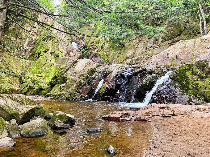 The way water tumbles over these ancient ledges proves that sometimes the best things in life require a little hiking effort.