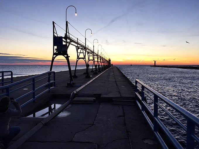 Sunset's best supporting actor! This red beacon plays the perfect sidekick to nature's nightly sky show.