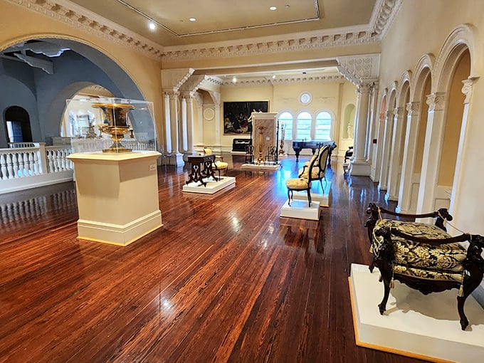 Chandeliers and hardwood floors? It's like a ballroom dancing competition waiting to happen. Quick, someone call "Dancing with the Stars"!