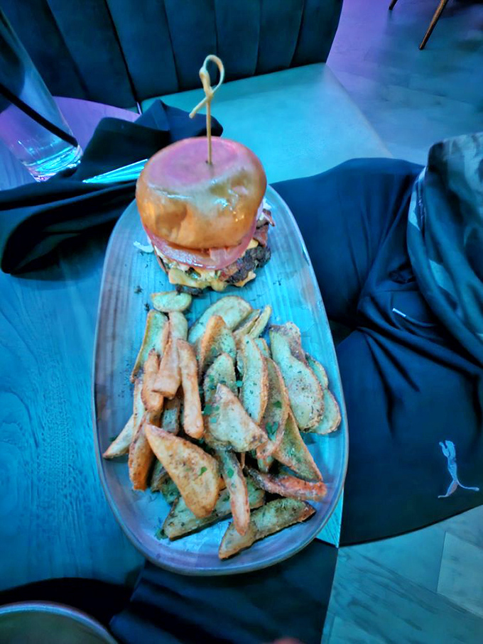 Lights, camera, appetite! This burger's ready for its close-up - and your taste buds.