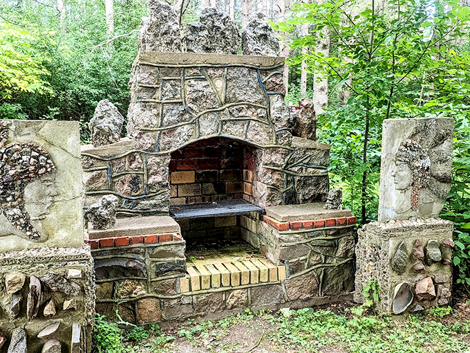 The hottest spot in the park &ndash; literally! This concrete hearth looks ready to roast some s'mores, if only we could light it without melting the art.