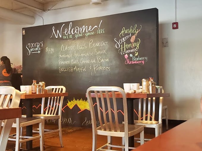"Welcome!" says the chalkboard, but the real welcome is that mouthwatering aroma wafting from the kitchen. Let's eat!
