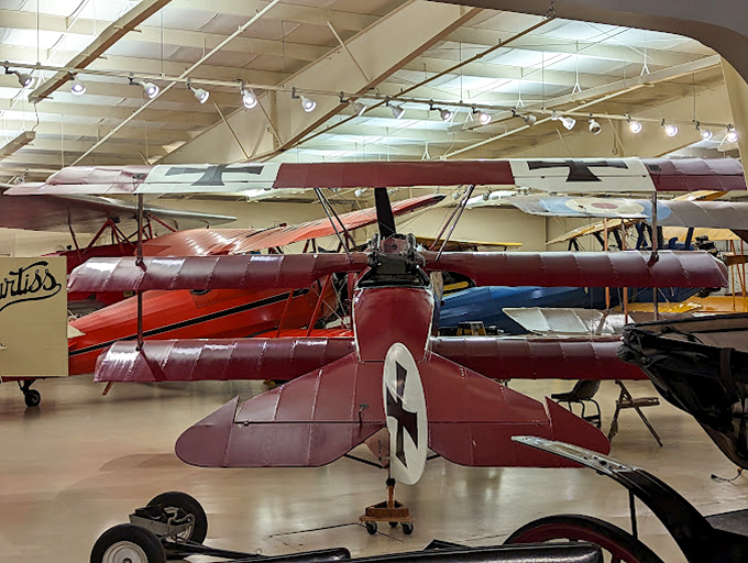 Red Baron, eat your heart out! This crimson beauty makes you wonder if time travel by propeller is possible.