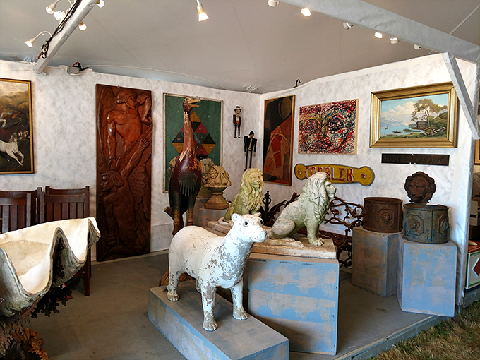 Is it an art gallery or the world's fanciest yard sale? This eclectic display proves one person's tchotchke is another's masterpiece.