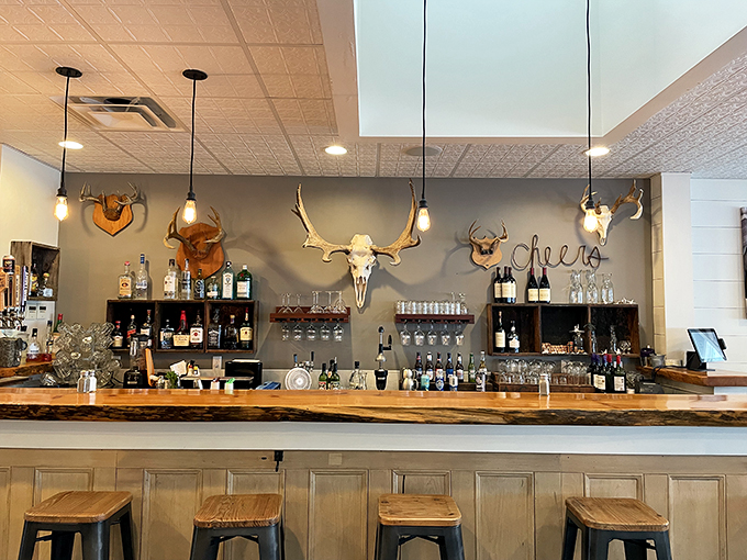 Cheers to good times! Helen's bar is where Norm from "Cheers" would hang out if he vacationed in Maine.