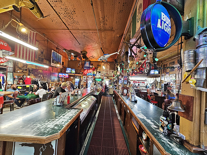 Belly up to this bar of wonders! It's like your eccentric uncle's man cave collided with a 1950s diner &ndash; in the most delightful way.