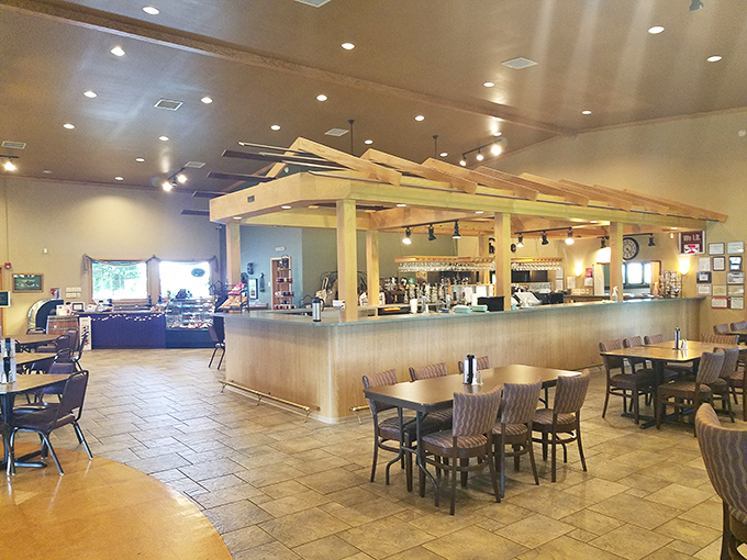 Part caf&eacute;, part winery, all charm. This dining area is where "Cheers" meets "Sideways," and everybody knows your wine preference.