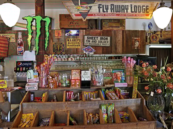 Candy counter or time machine? This nostalgic display will transport you back to simpler times. Cavities sold separately.