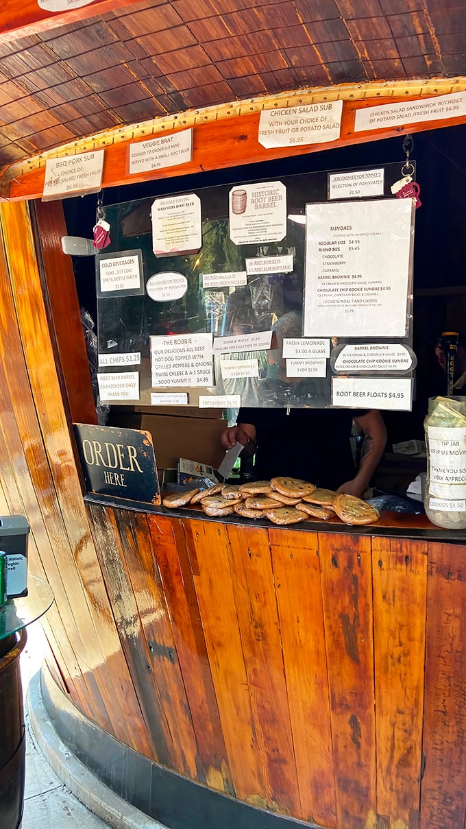 Window of opportunity! Peek inside this wooden wonder and prepare for a mouthwatering menu that'll make your taste buds dance.