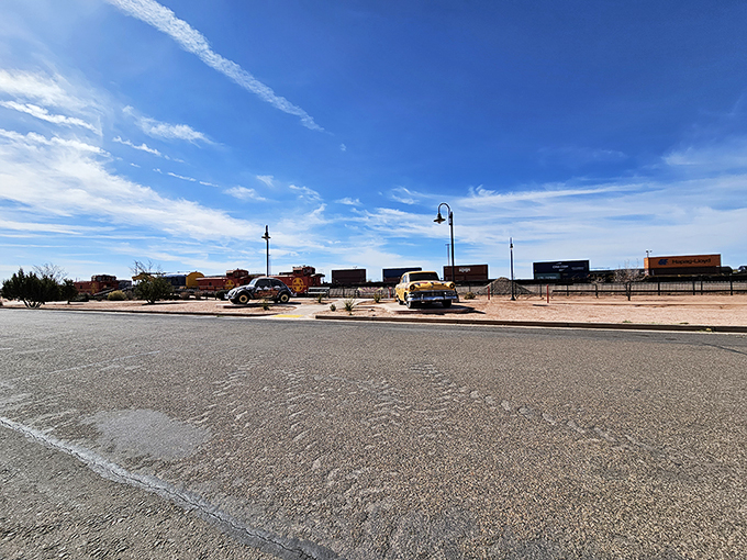 Route 66 gets its groove on in Winslow. This street art is like a giant vinyl record etched into the pavement &ndash; just don't try to play it!