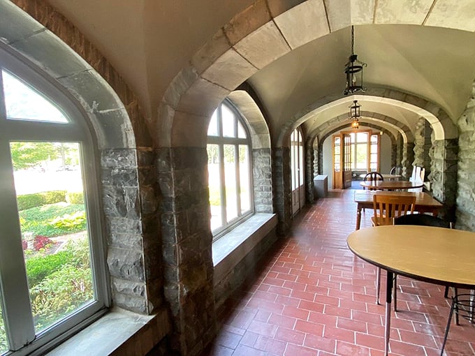 "Arches and light, oh my! This corridor's got more atmosphere than a moody teenager's bedroom."