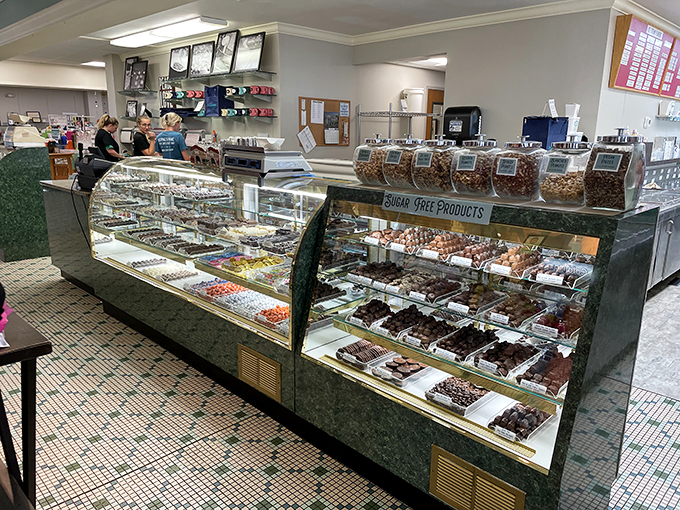 Behind the counter, where magic happens! These ice cream artisans are the Michelangelos of the dessert world.