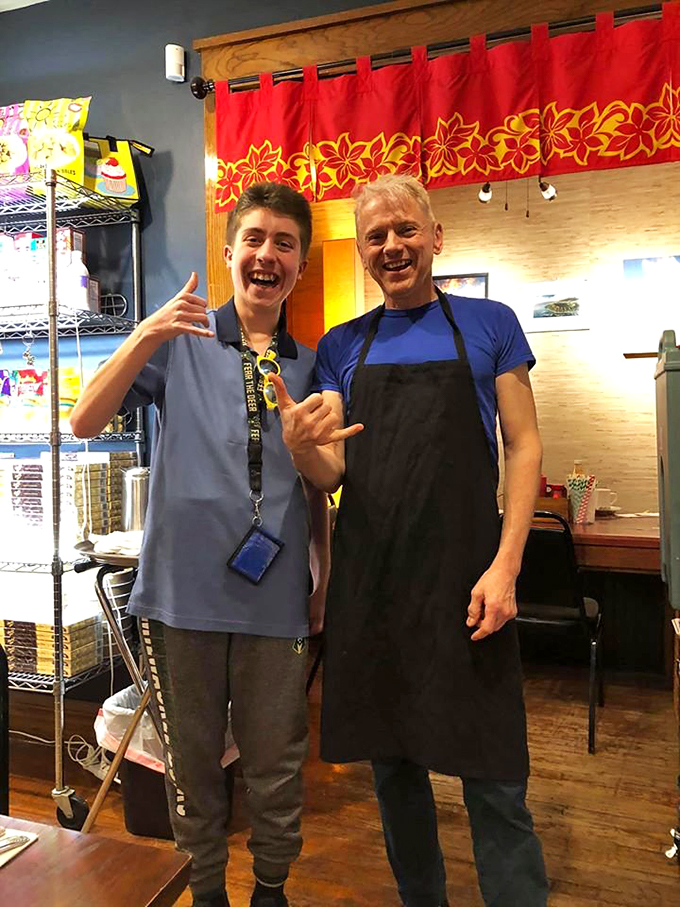 The dynamic duo behind the deliciousness. Their smiles are as warm as the food they serve &ndash; talk about genuine Aloha spirit!