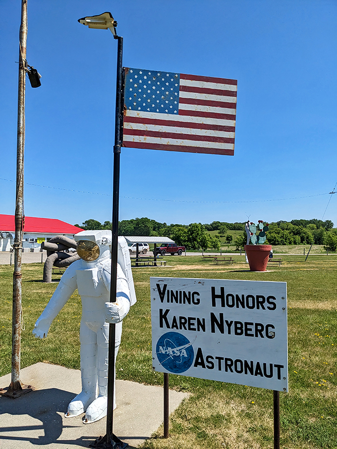 One small step for man, one giant leap for Vining! This cosmic tribute shows that small towns can have sky-high dreams.