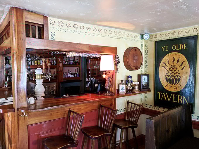 A bar that would make Sam Adams proud. Here, "spirits" could refer to both the drinks and the ghosts of patrons past.