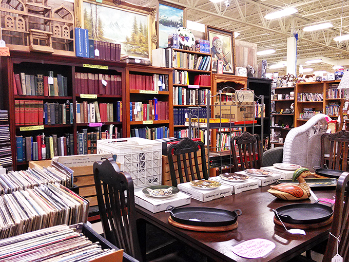 A bibliophile's dream come true! These shelves are groaning under the weight of stories waiting to be rediscovered. Time to dust off your reading glasses!