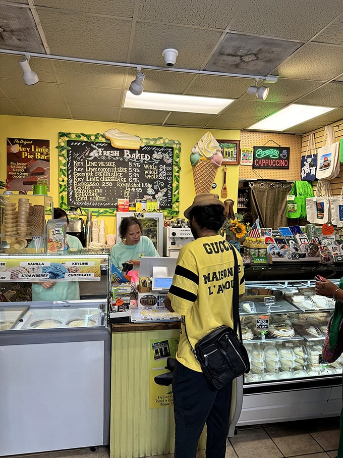 Dessert dreams come true! This bustling counter is where key lime wishes and coconut cream fantasies become delicious reality.