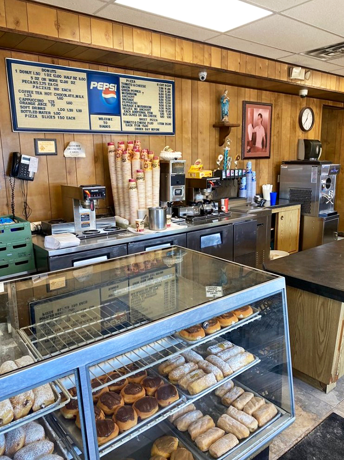 Behind this counter, culinary magic happens. It's like Willy Wonka's factory, but with more carbs and fewer Oompa Loompas.