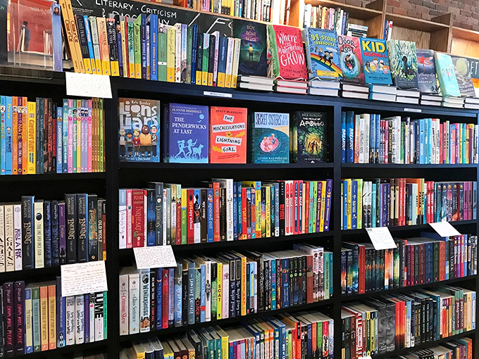 A rainbow of reading awaits! This display is more colorful than a bag of Skittles.