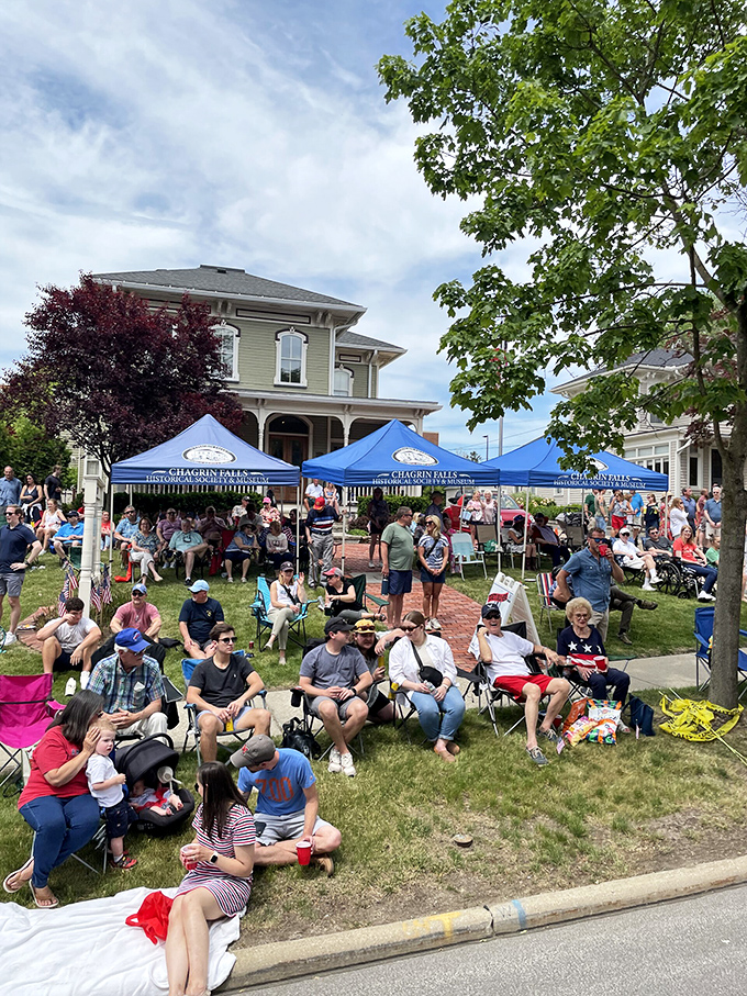 Community spirit in full bloom: Nothing says "small town charm" quite like a good old-fashioned gathering. With tents, chairs, and smiling faces, it's clear that Chagrin Falls knows how to party.