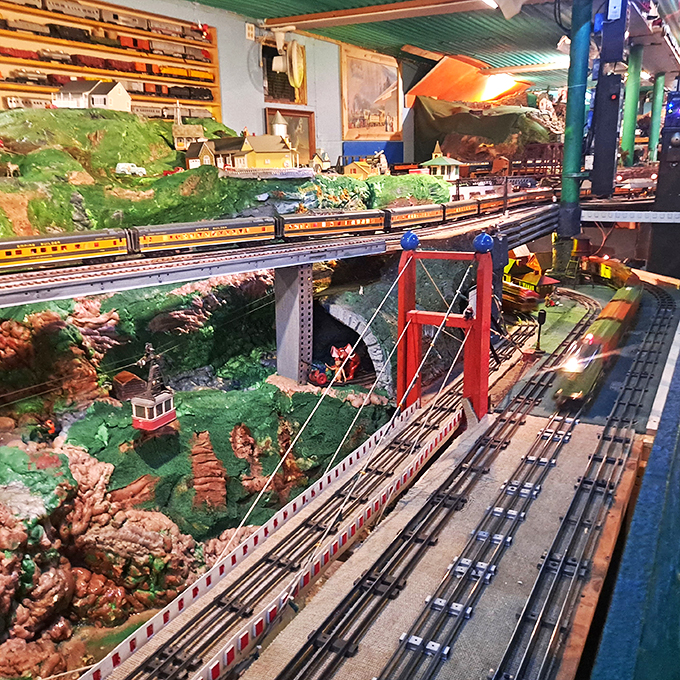 Crossing the tracks has never been so thrilling! These miniature rail lines are a testament to the art of model-making and the allure of the railroad.