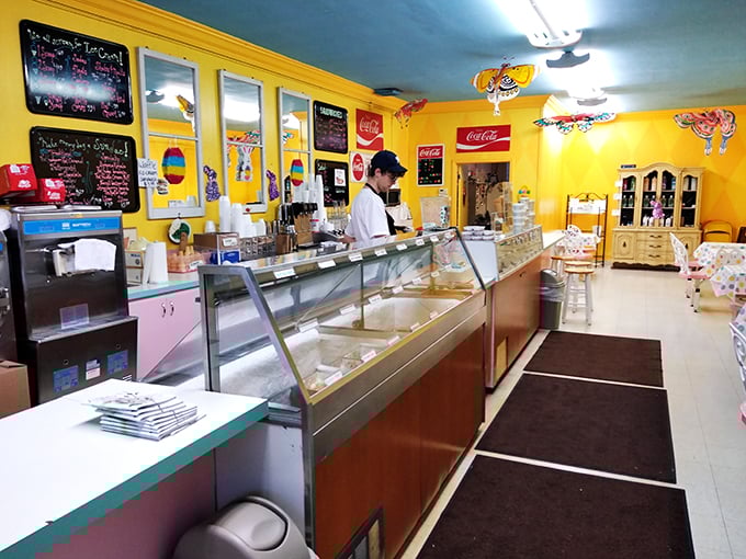 Where magic happens! Vicky's friendly staff stands ready to scoop up happiness, one cone at a time.