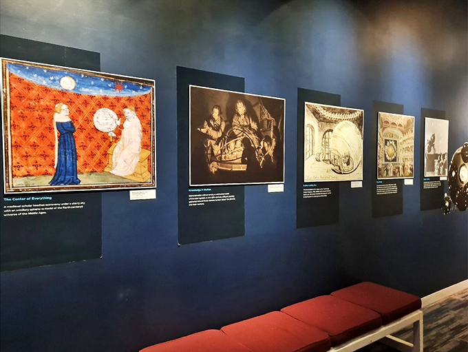 A timeline of celestial greatest hits! From ancient star charts to modern space selfies, this wall's got the whole universe covered.