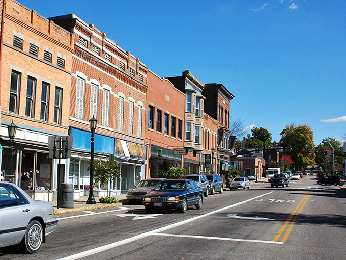 Millersburg's main drag: Where horse-drawn buggies meet hybrid cars. It's like stepping into a time warp with really good ice cream.