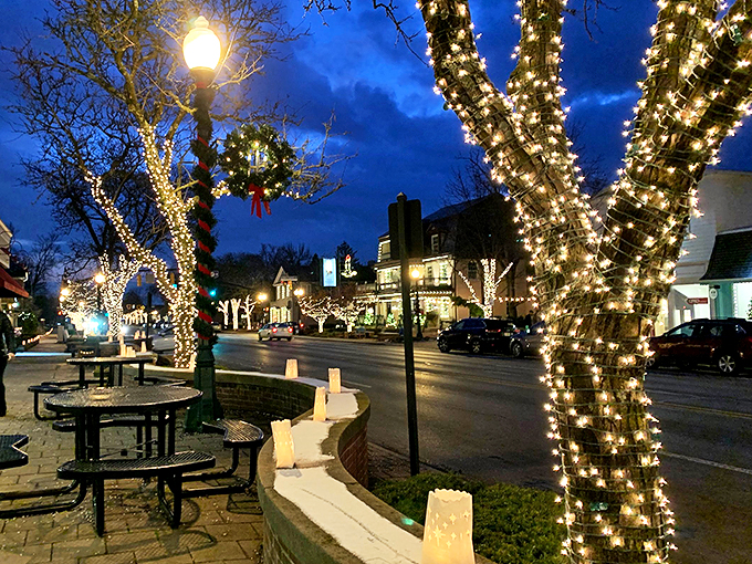 Worthington's Village Green: Where the Christmas tree puts your childhood growth spurts to shame. Talk about holiday goals!