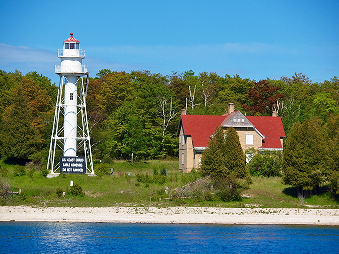 Journey's end? These twin beacons mark the final frontier of your Wisconsin lighthouse expedition.