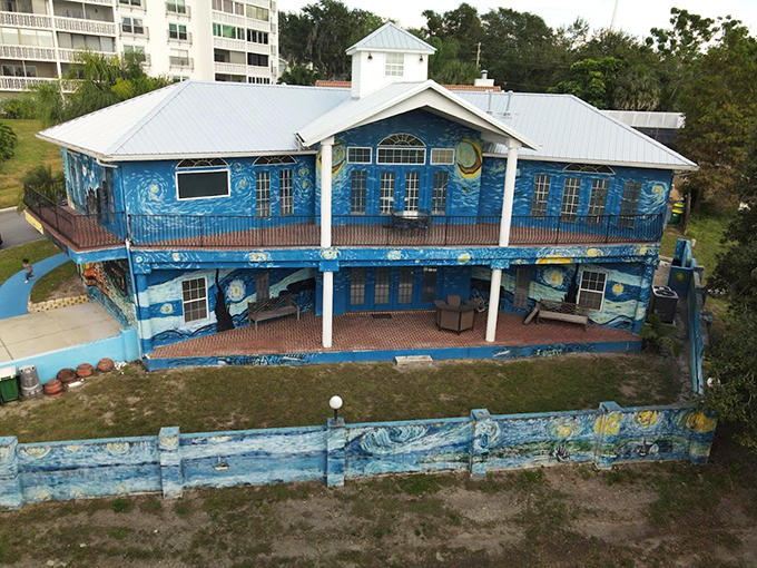 From above, it's clear: this isn't just a house, it's a canvas. Van Gogh would be proud... and maybe a little jealous of the view.