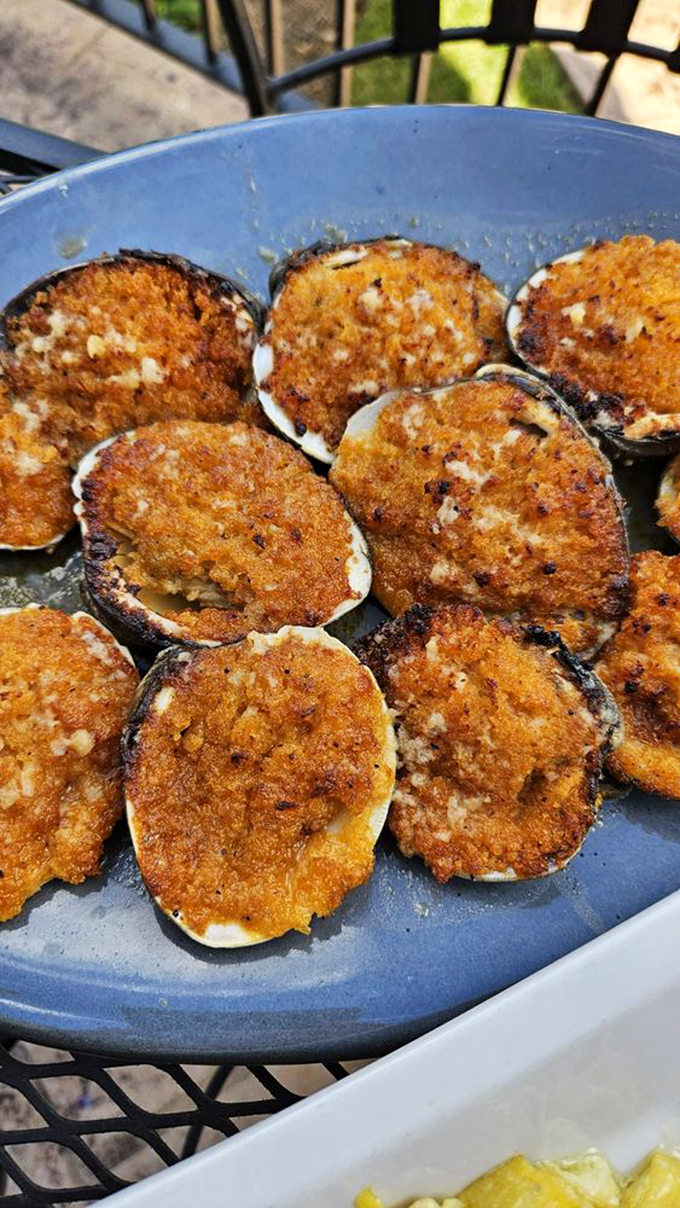 These baked clams aren't just happy as&hellip; well, you know. They're downright ecstatic in their crispy, golden jackets.
