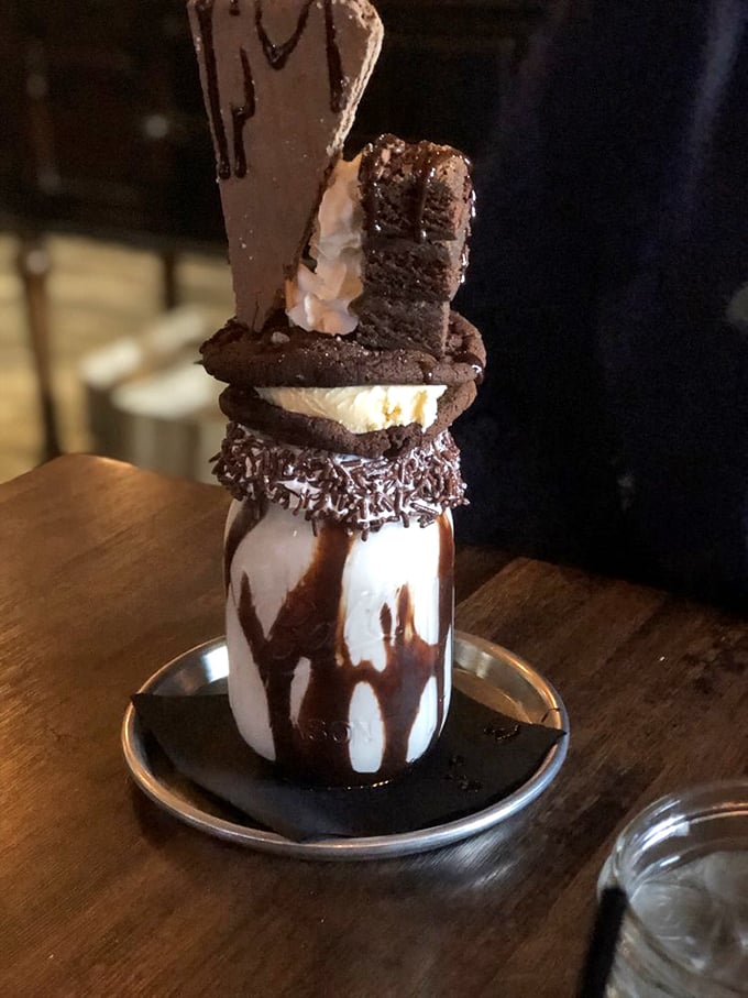 Chocolate overload! This shake is what happens when Willy Wonka and Elvis team up for dessert.