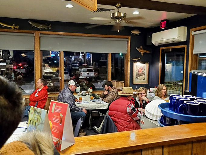 A slice of Wisconsin life, served with a side of laughter. These diners know the secret to happiness: good food and great company.