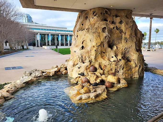 Is it a rock? Is it a fountain? No, it's Dalí's take on Florida landscaping! Who needs a pink flamingo when you've got surrealist-inspired water features?