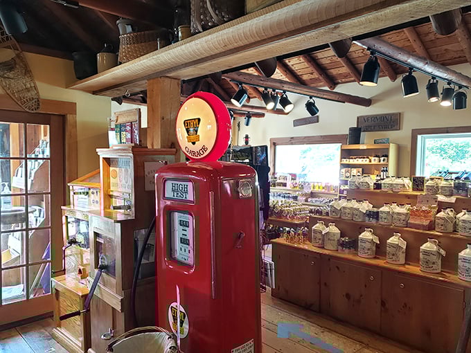 This vintage gas pump isn't pumping gas, but it's fueling nostalgia. It's like a time machine to simpler days, minus the DeLorean.
