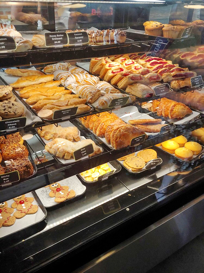 Pastry perfection or dessert dreamland? This display is like a treasure chest for your sweet tooth. X marks the spot where flavor and flakiness collide!